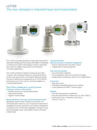 LLT 100 Continuous, Non-contact, Laser Level Transmitter | PDF