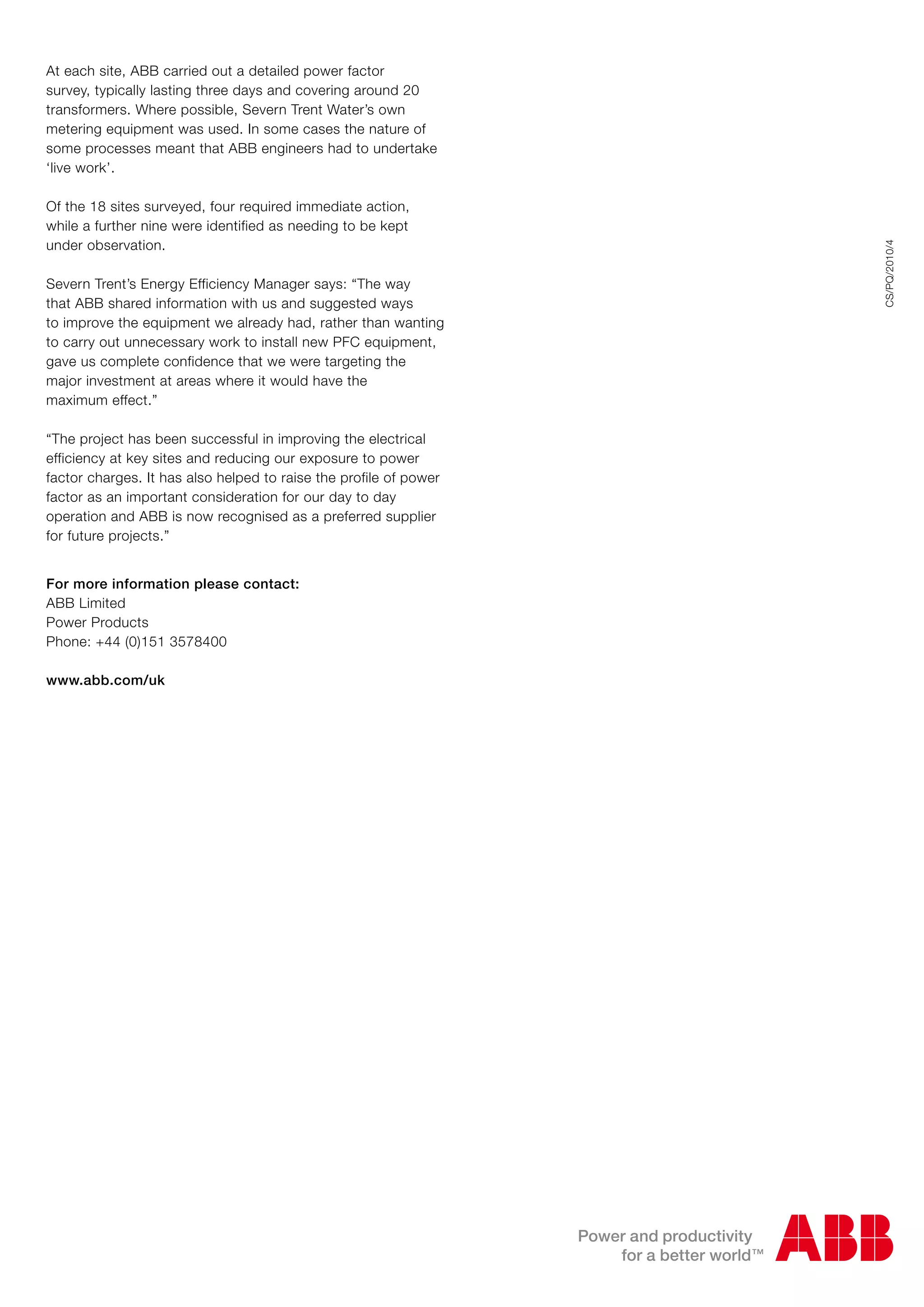 ABB Case Study - Helping Severn Trent Water Eliminate Power Factor Charges - ABB Low Voltage ...