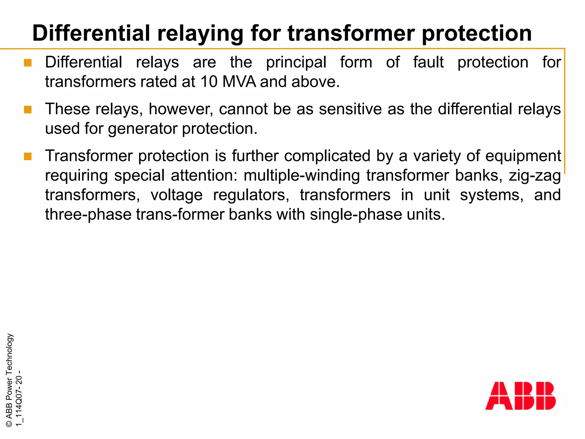 ABB - TRANSFORMERS-PROTECTION-COURSE (2001) | PPTX