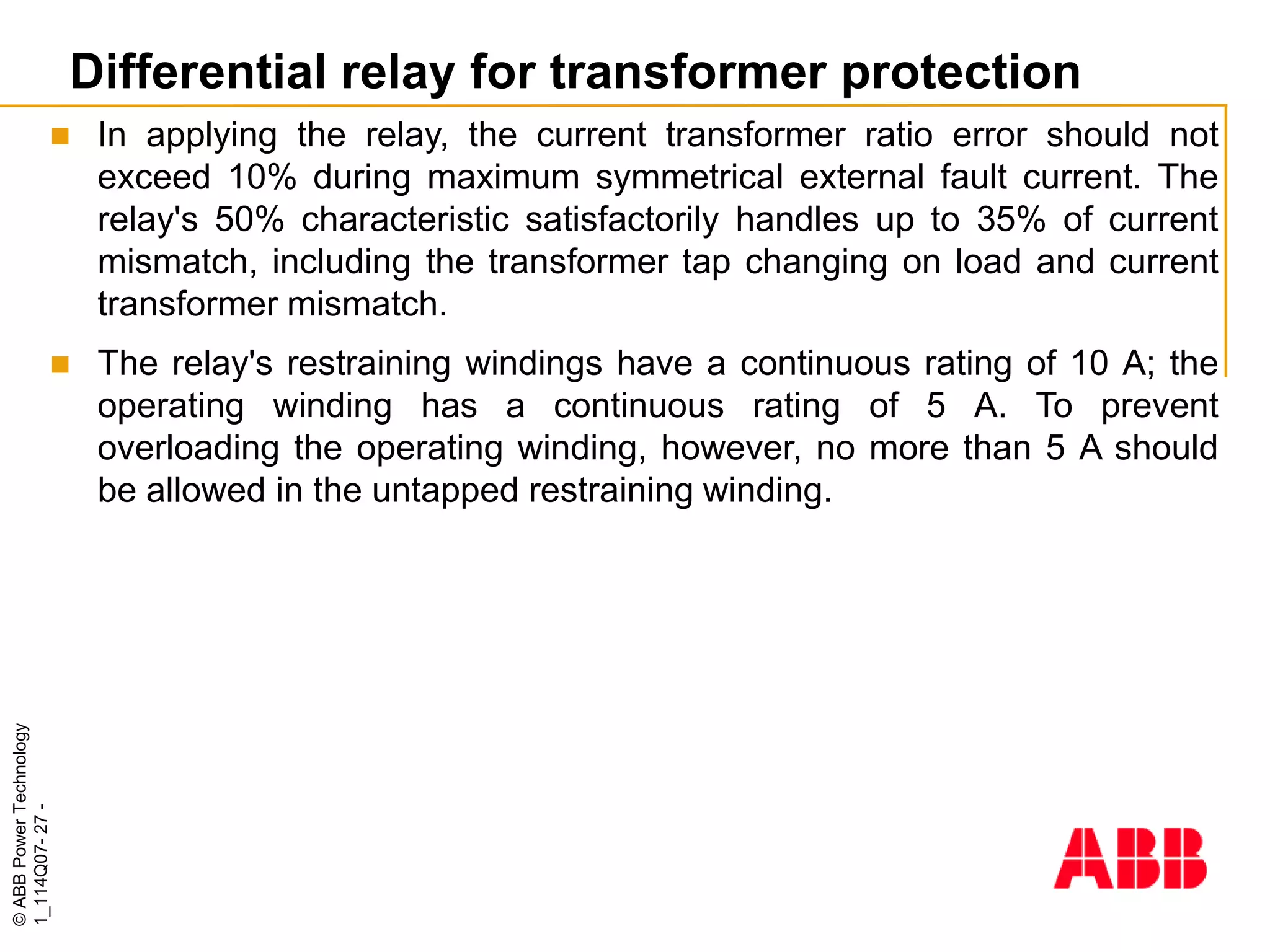ABB - TRANSFORMERS-PROTECTION-COURSE (2001) | PPTX