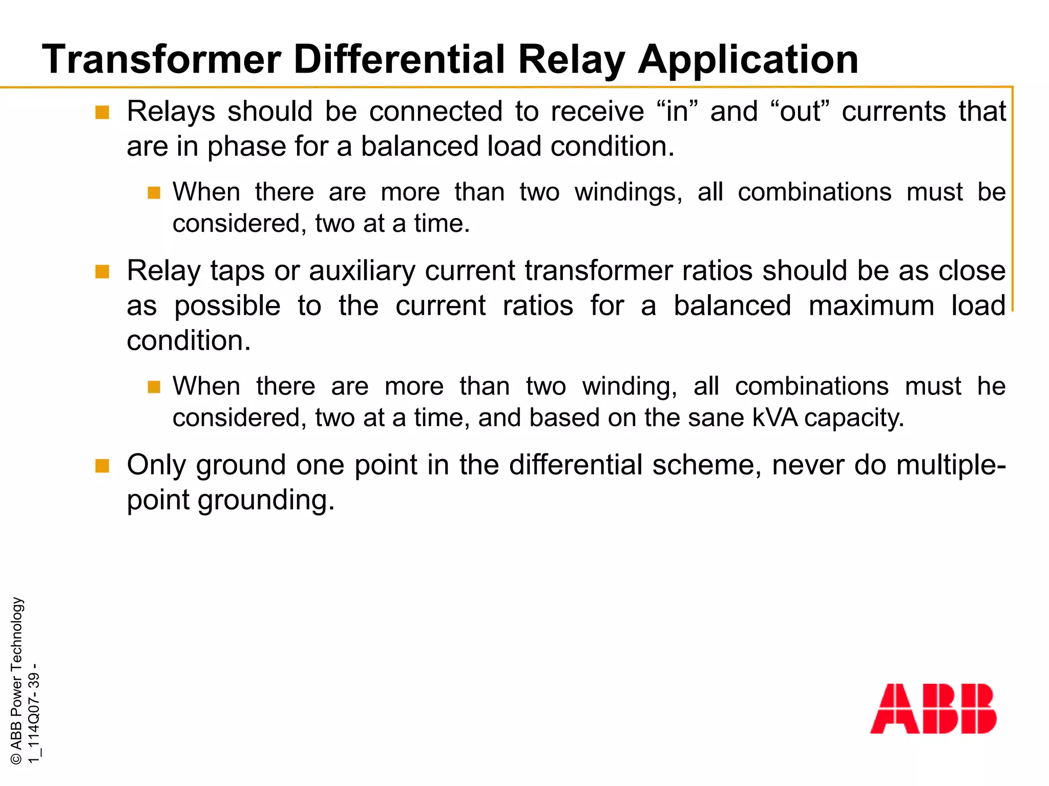 ABB - TRANSFORMERS-PROTECTION-COURSE (2001) | PPTX