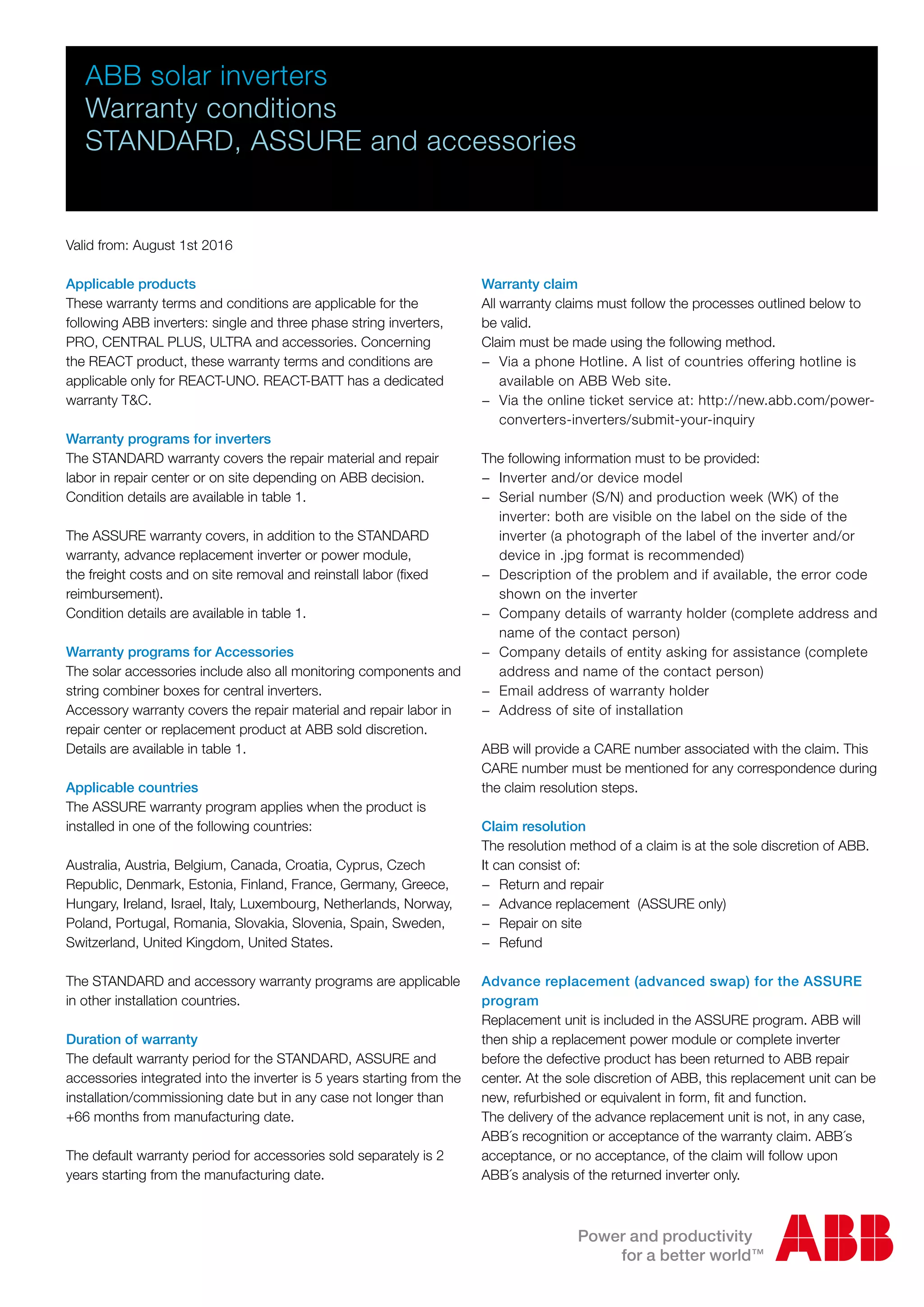 Abb warranty | PDF