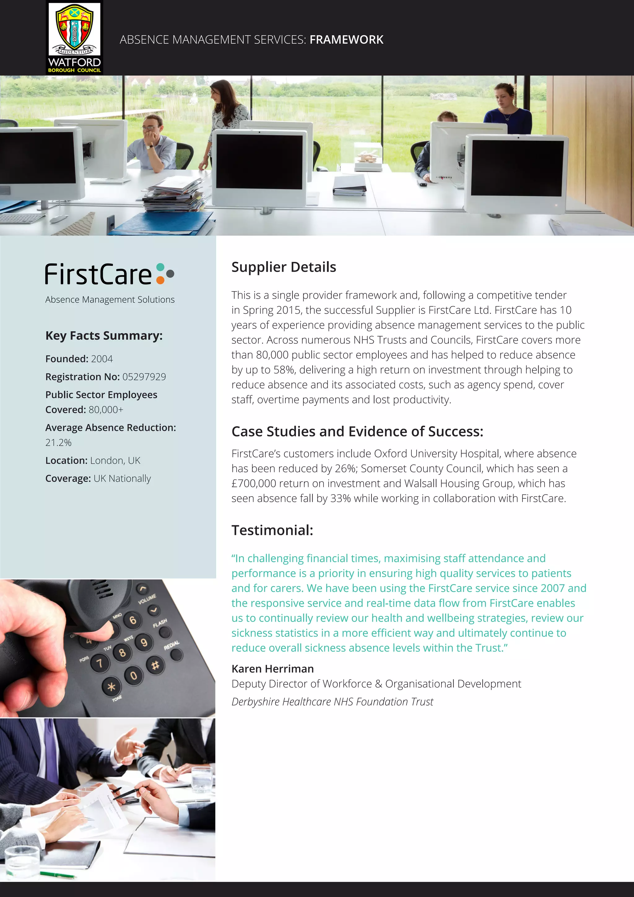 Absence Management Framework - 2015S 067 - FirstCare Ltd | PDF