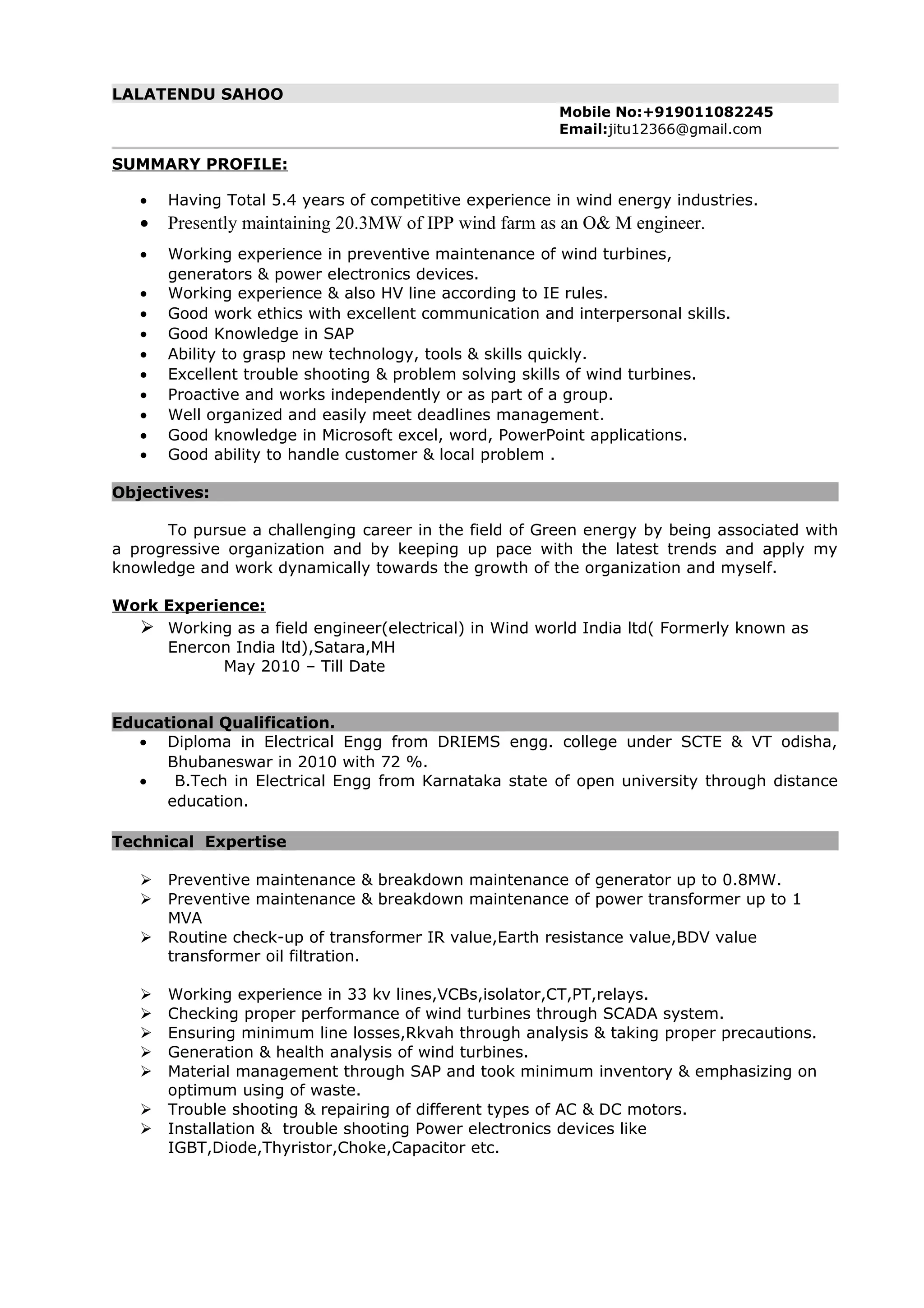 Lalatendu sahoo | DOC | Power and Energy Industry | Industries