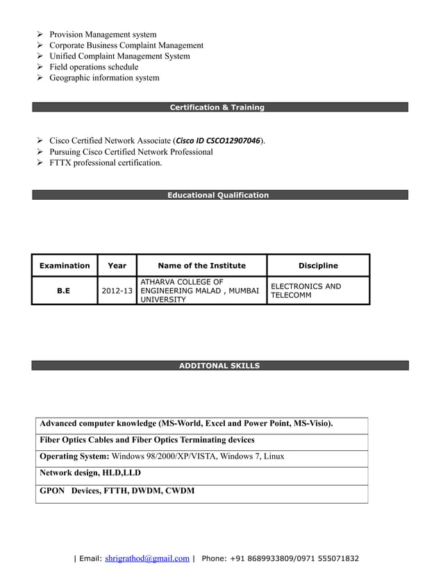 Resume shridhar rathod v1 | PDF