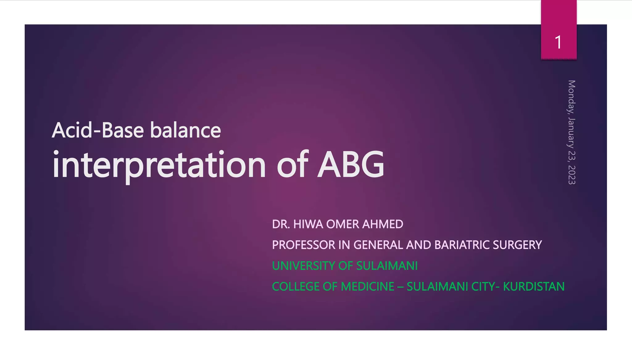 Acid-Base balance interpretation of ABG | PPTX