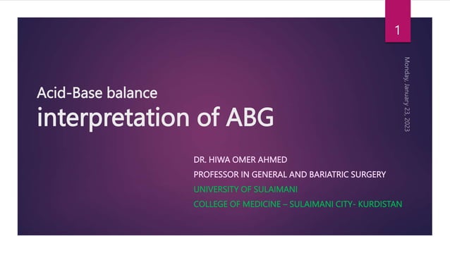 Acid-Base balance interpretation of ABG | PPTX