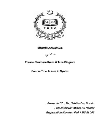 Syntax of Sindhi Language | PDF