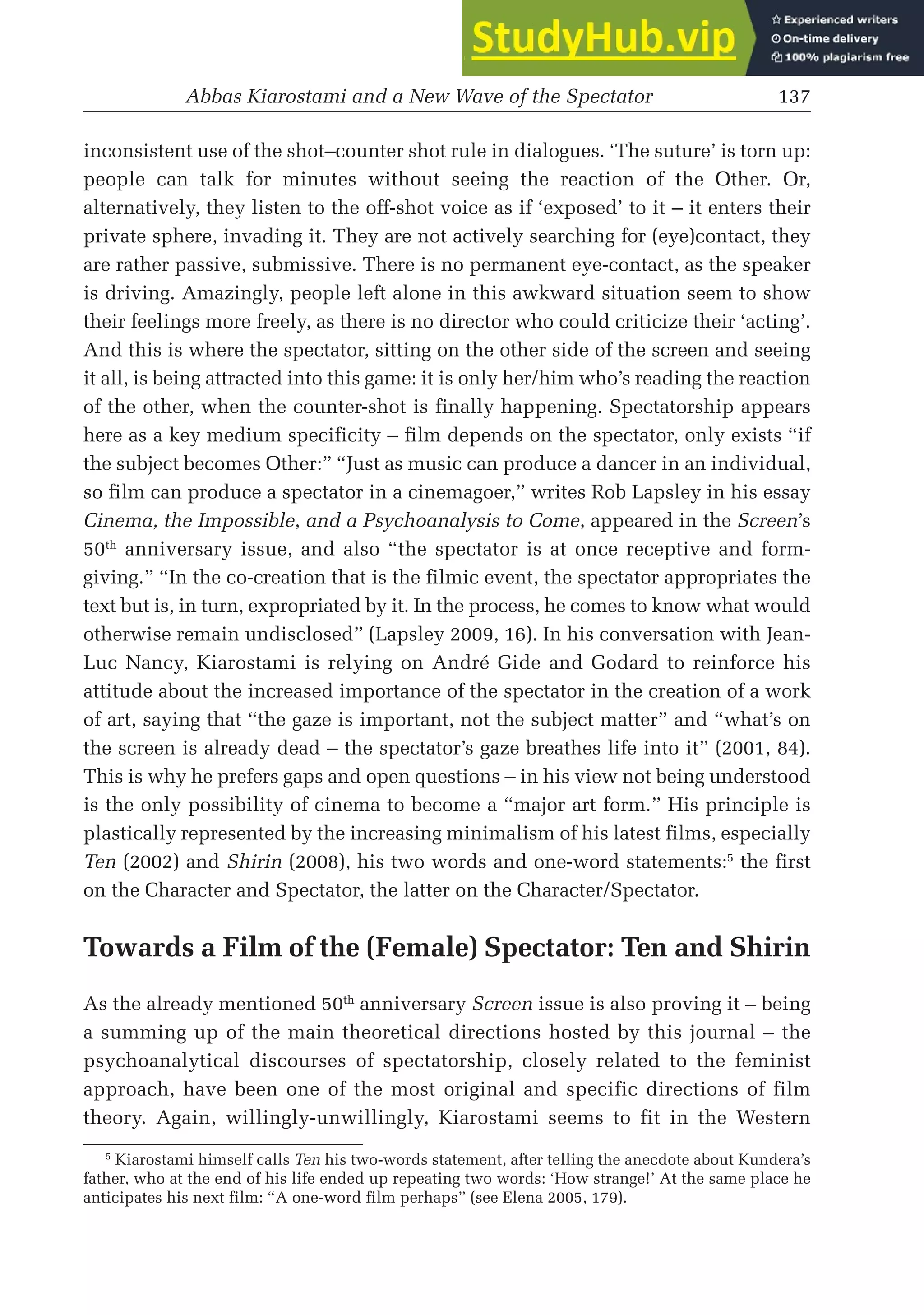 Abbas Kiarostami And A New Wave Of The Spectator | PDF