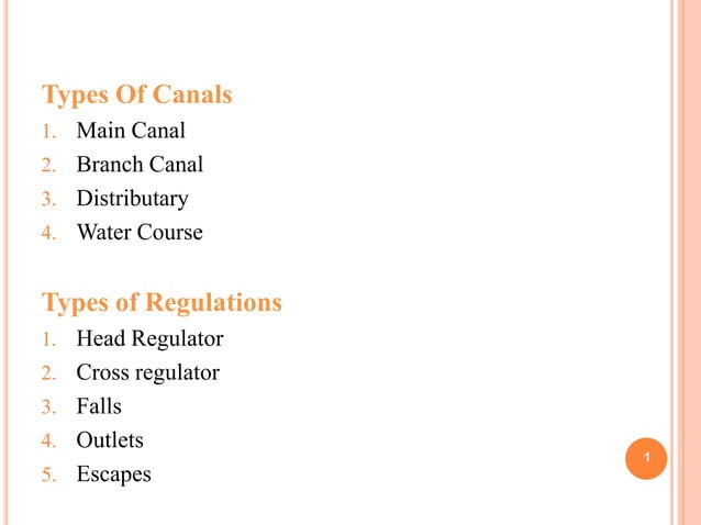 Canal Regulation & Canal Types | PPT