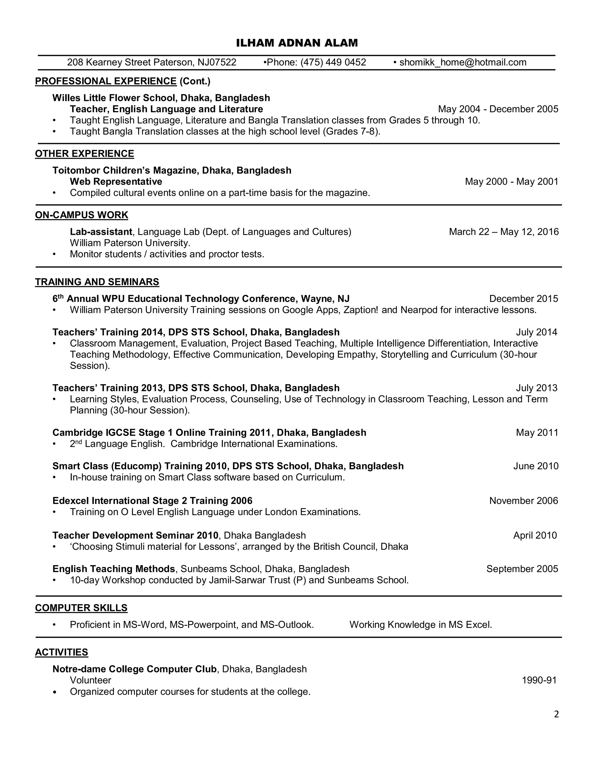 ILHAM ALAM CV September 2016 | PDF