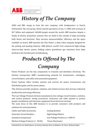 Knowledge Management Report On ABB Company. | DOCX