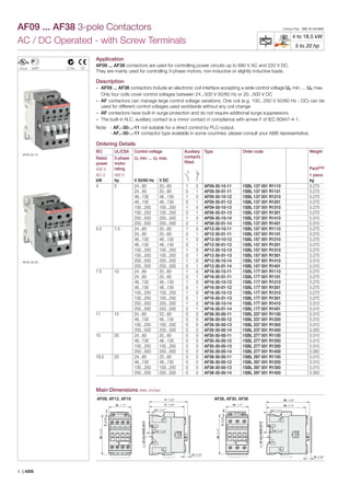 ABB Contactors - 3 Pole Contactors Up To 18.5kW 20hp - ABB AF09-AF38 & AF09Z-AF38Z (AC DC ...