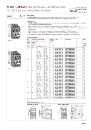 ABB Contactors - 3 Pole Contactors Up To 18.5kW 20hp - ABB AF09-AF38 ...