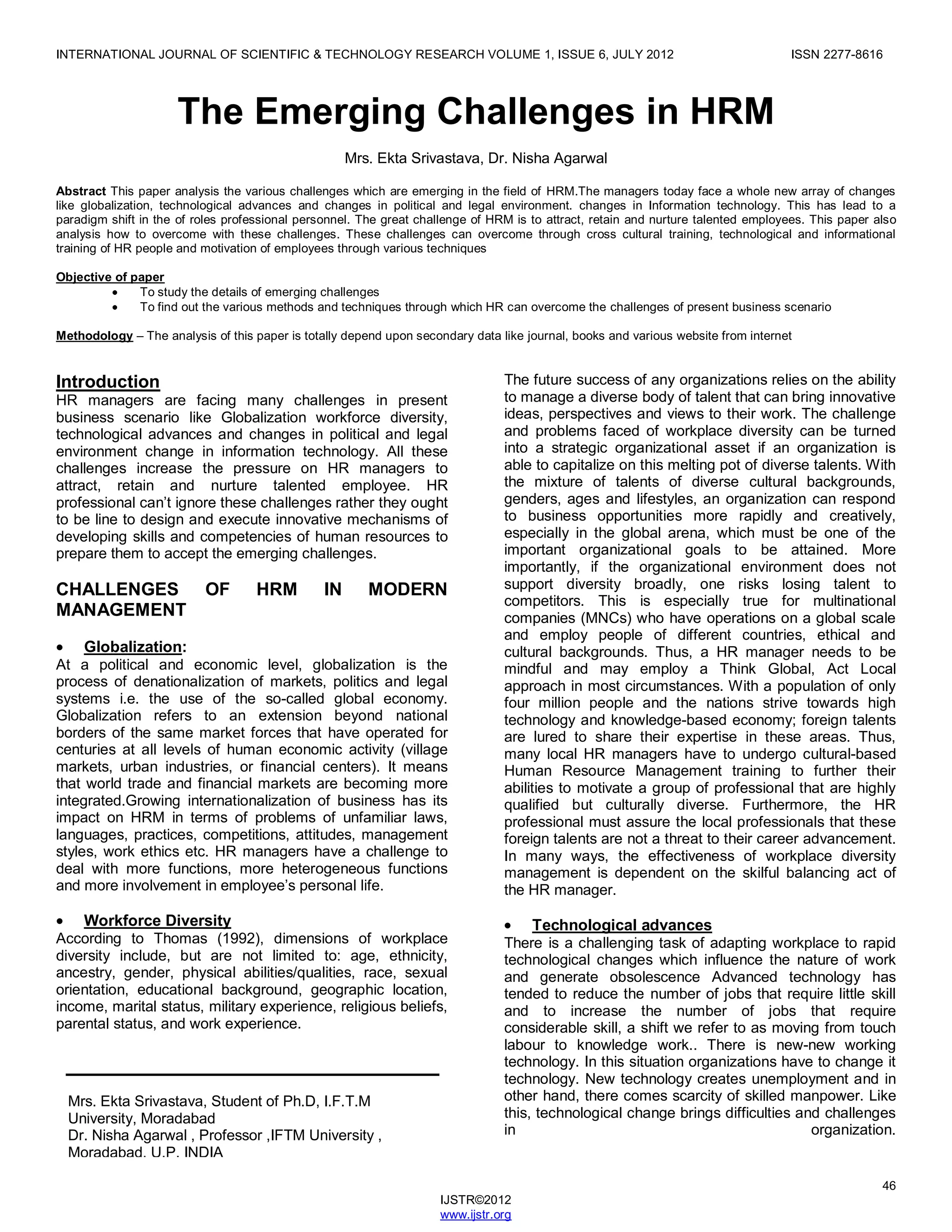 The-Emerging-Challenges-In-HRM | PDF