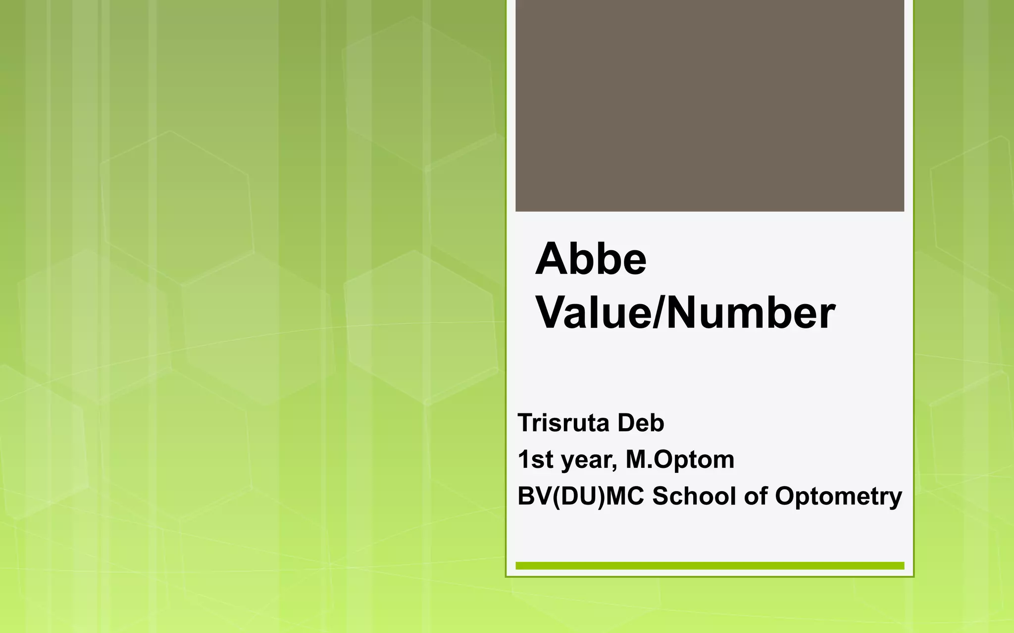 Abbe value | PPS