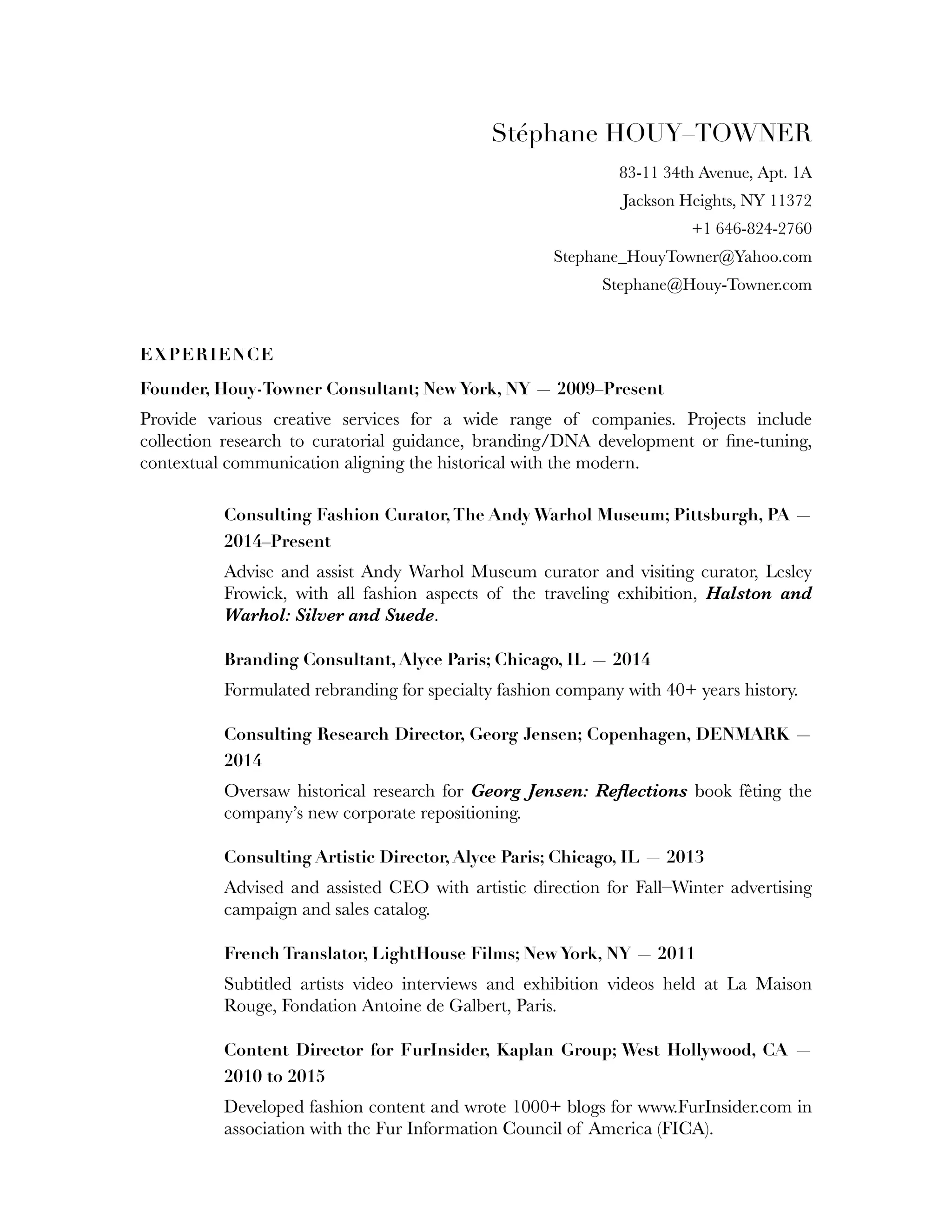 CV - Stéphane HOUY-TOWNER | PDF | Museums & Galleries | Attractions