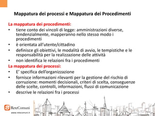 Mappatura dei processi e prevenzione della corruzione (det. ANAC 12/ ...