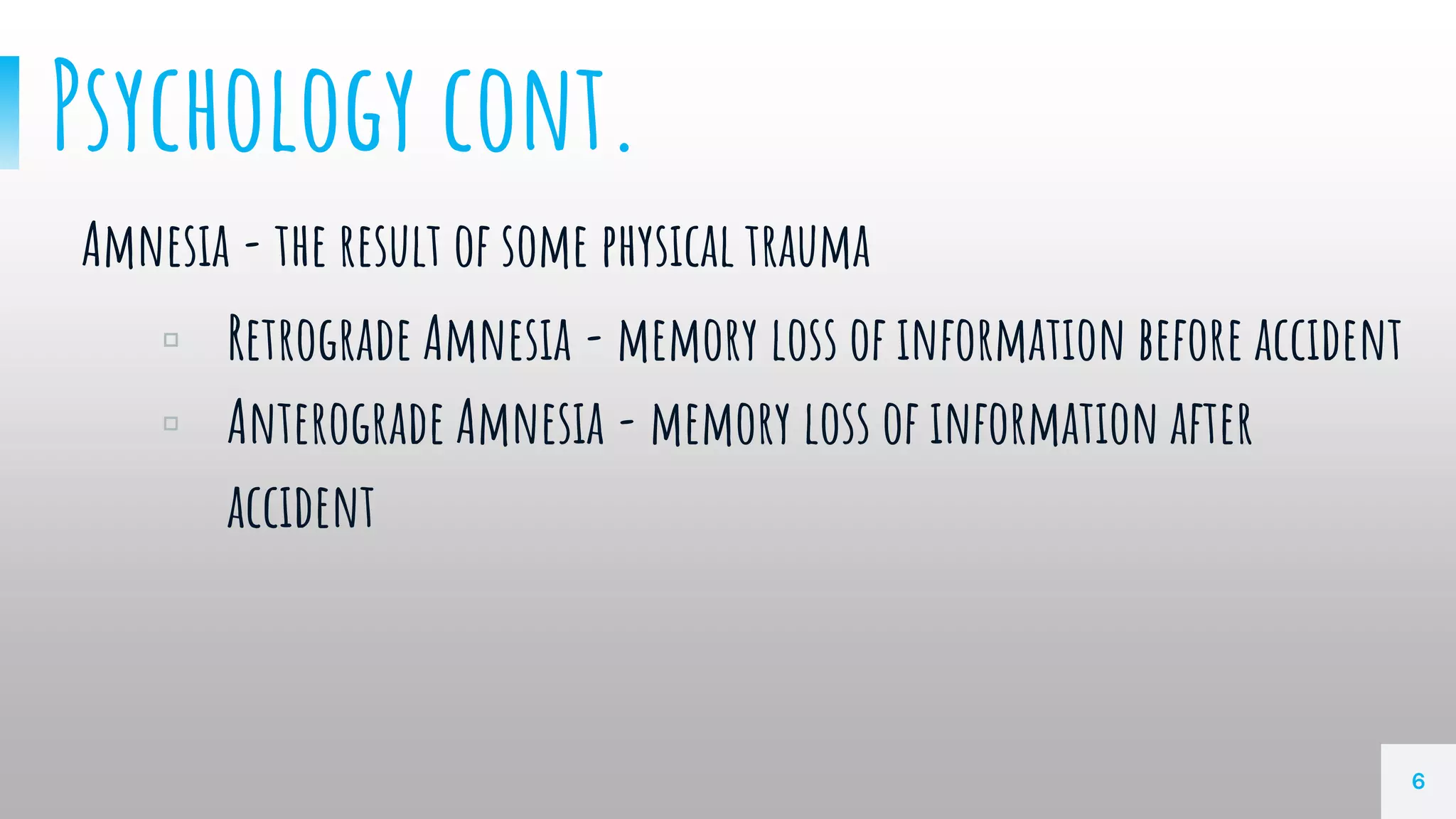 Abbie's anterograde amnesia project | PPT