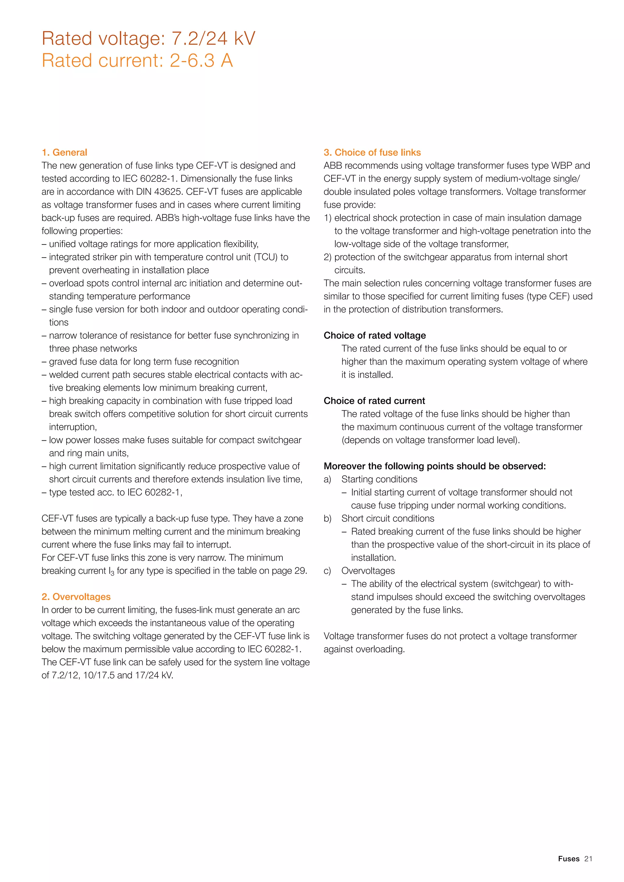 ABB Medium Voltage Indoor Fuses - ABB CEF-VT High Voltage Current ...