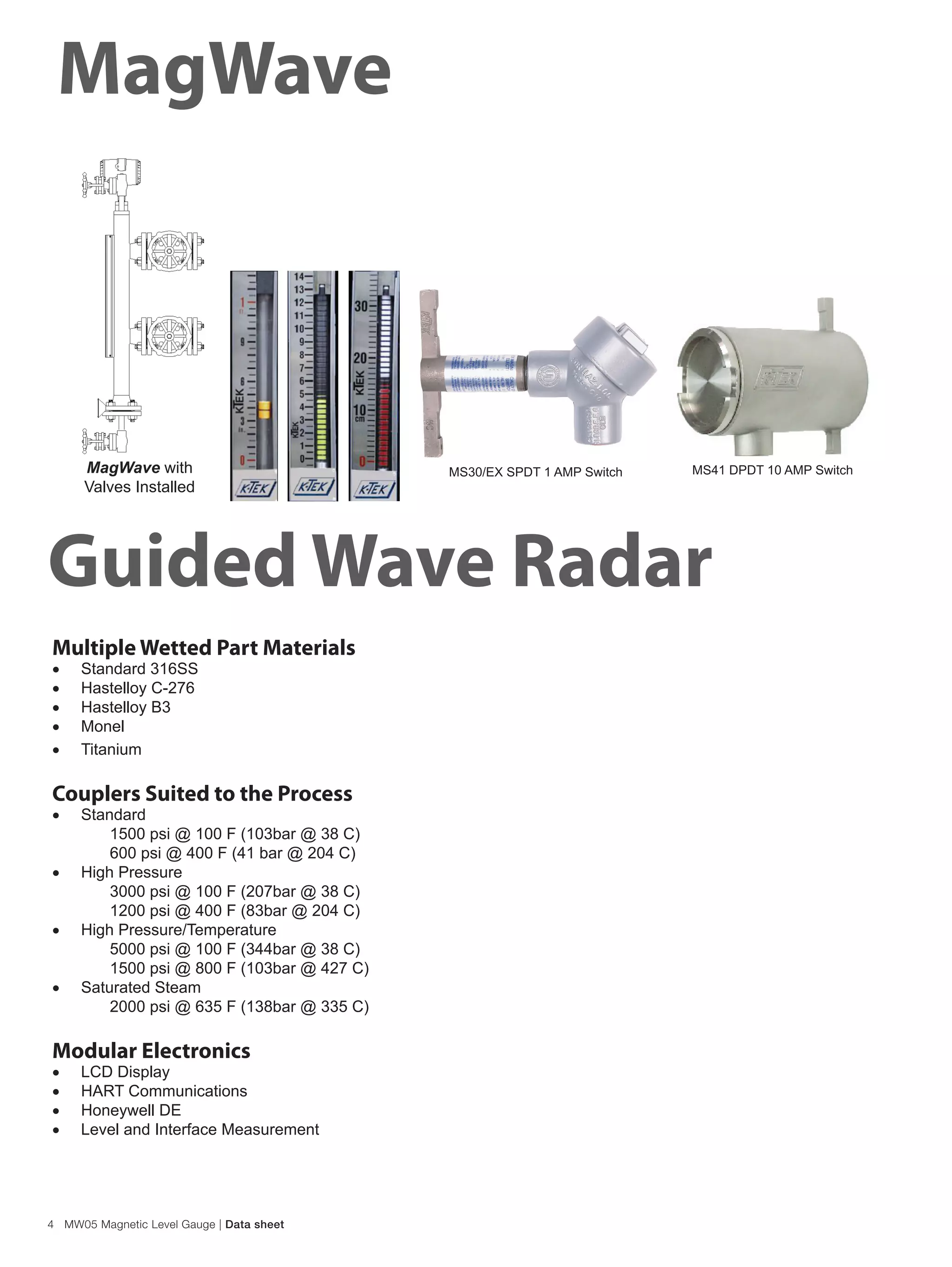Combination Guided Wave Radar Transmitter And Magnetic Level Gauge Pdf Physics Science