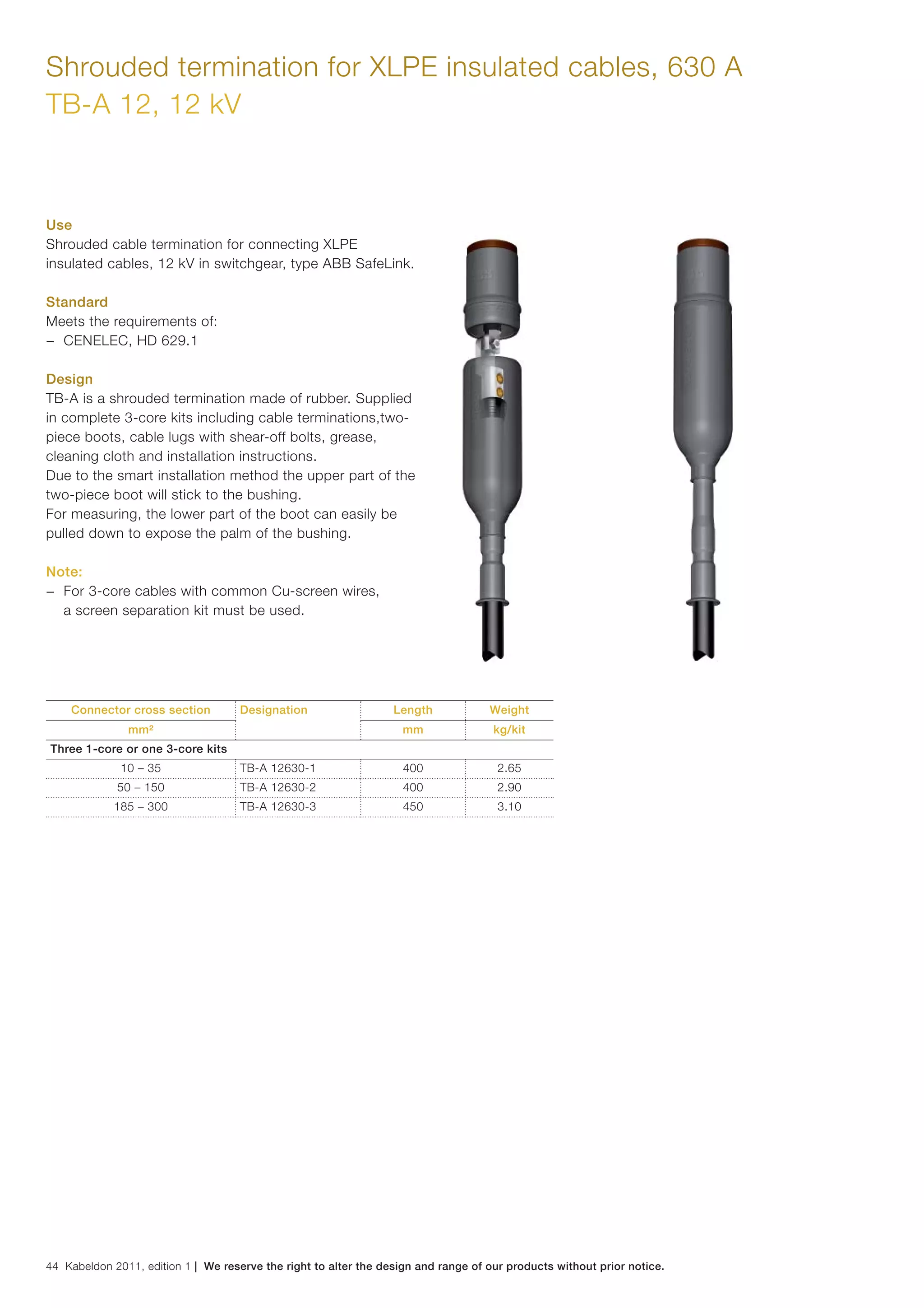 ABB Kabeldon - HV High Voltage Cable Joints, Cable Terminations ...
