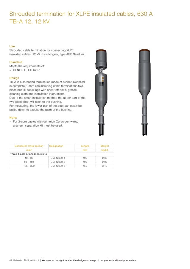 ABB Kabeldon - HV High Voltage Cable Joints, Cable Terminations ...