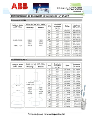 Abb lista de_precios_transf | PDF