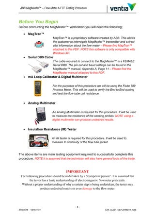 ABB MagMaster - Flow Meter & End to End Testing Procedure | PDF