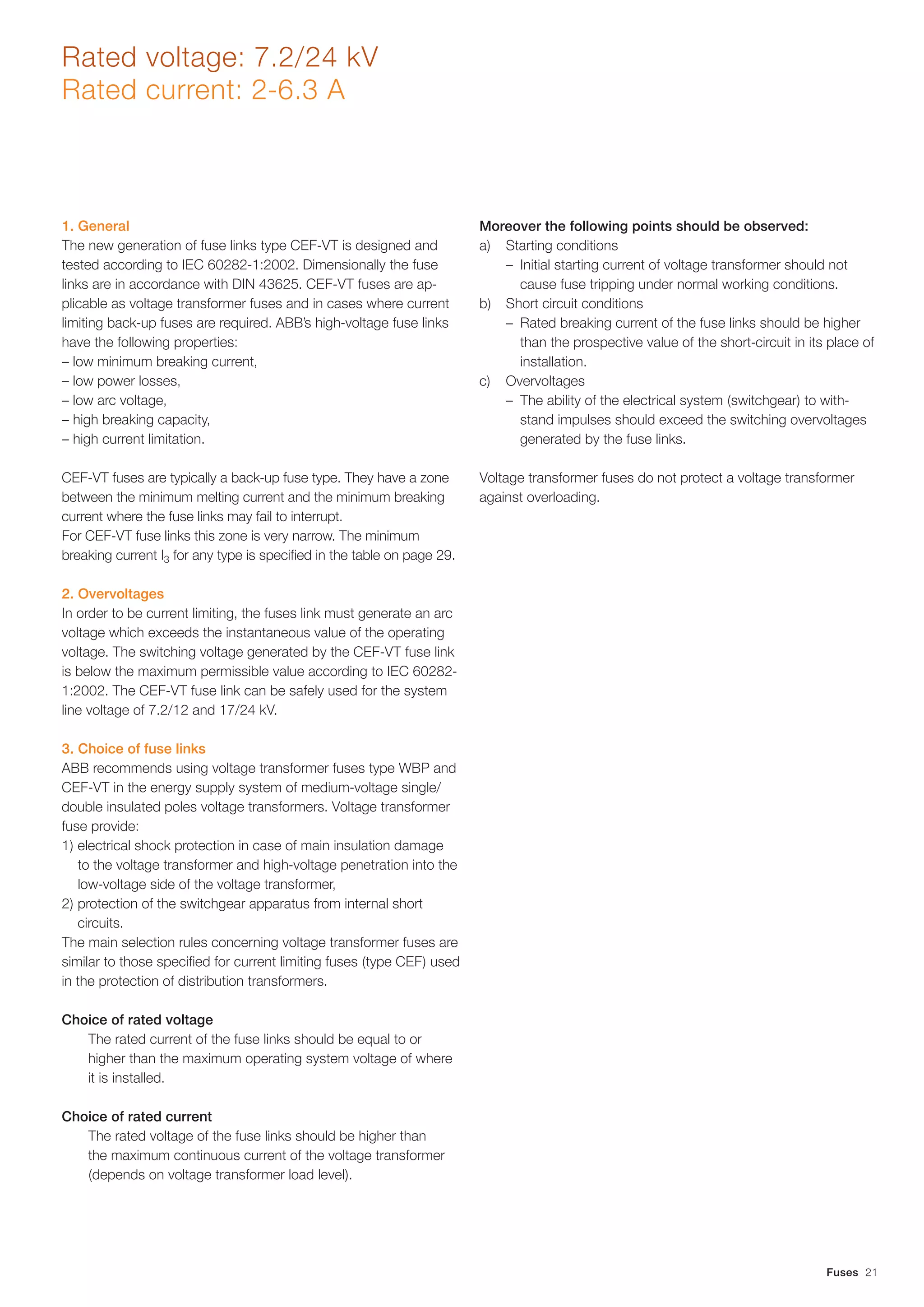 ABB High Voltage Fuses - WBP Range, Voltage Transformer Fuses 7.2-33kV ...