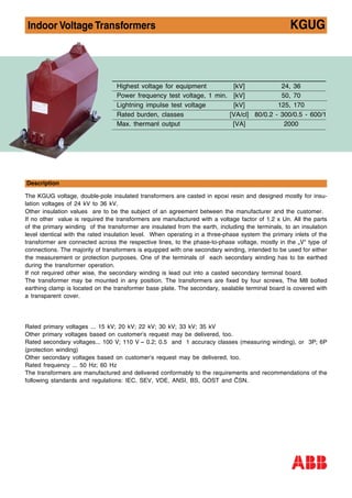 ABB Medium Voltage MV Indoor Voltage Transformers VT'S - 3.3kV to 40 ...