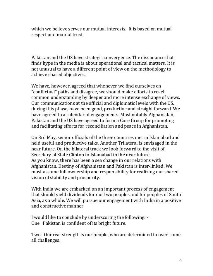 Abbottabad speech by prime minister of pakistan (FULL TEXT)