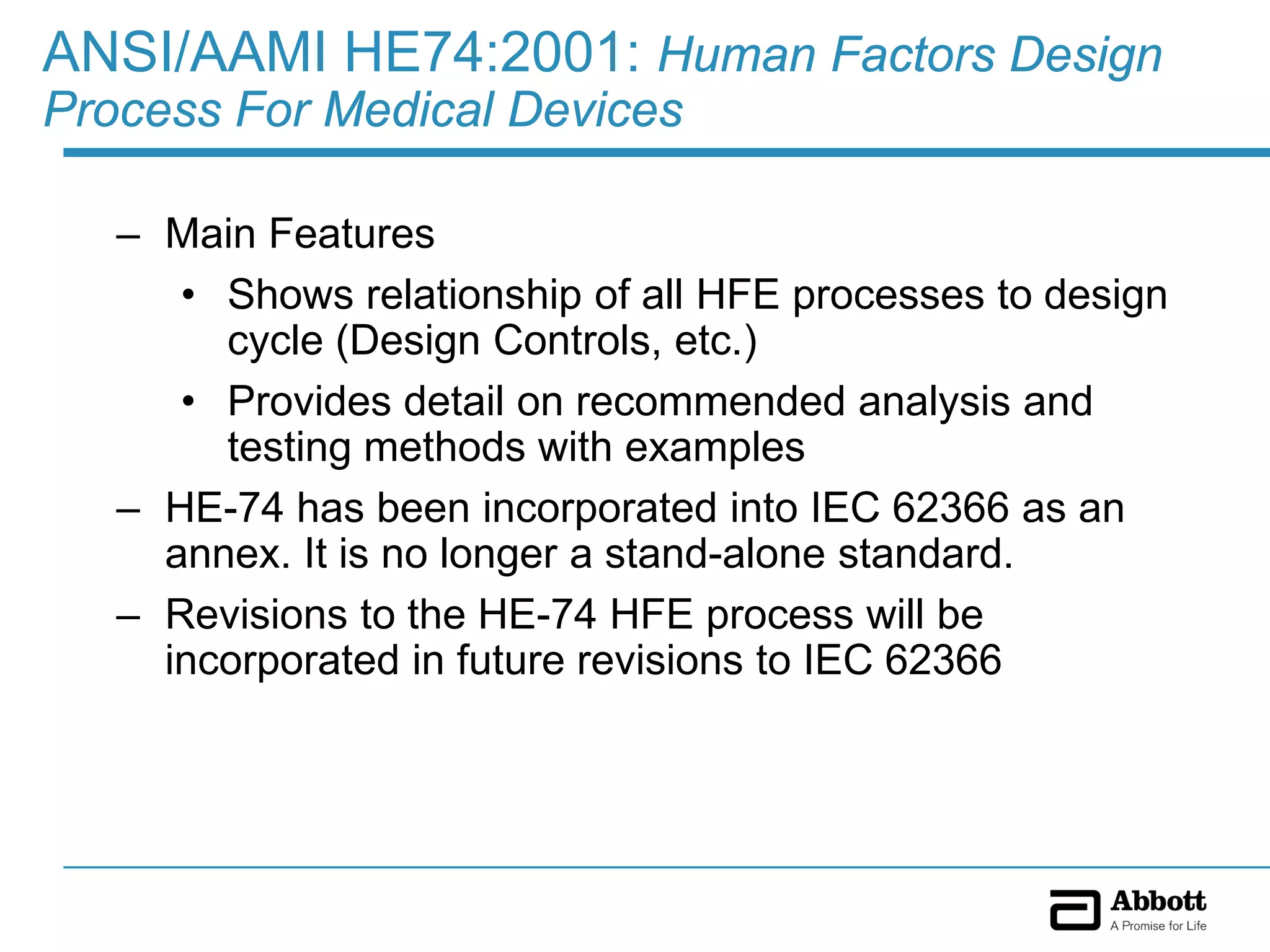 Abbott overview medical device human factors standards | PDF