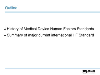 Abbott overview medical device human factors standards | PDF