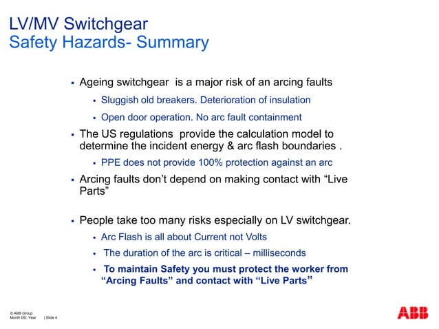 ABB switchgear safety hazards passive & active arc fault protection by ...