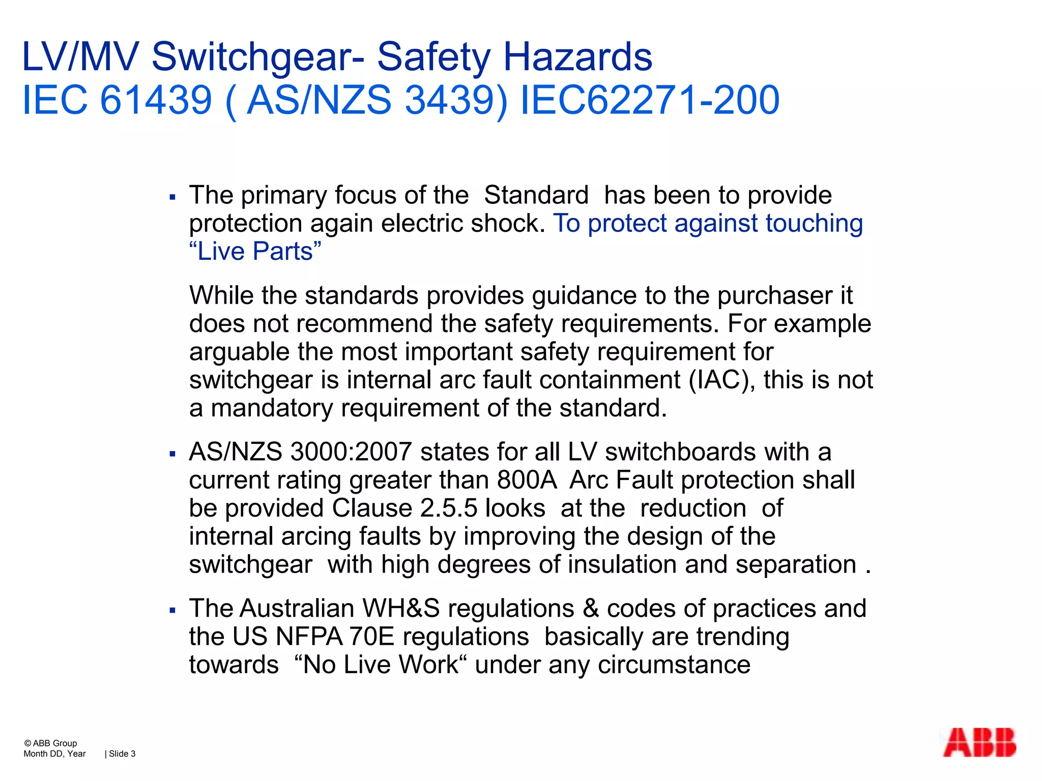 ABB passive & active arc fault protection by David Stonebridge | PPTX