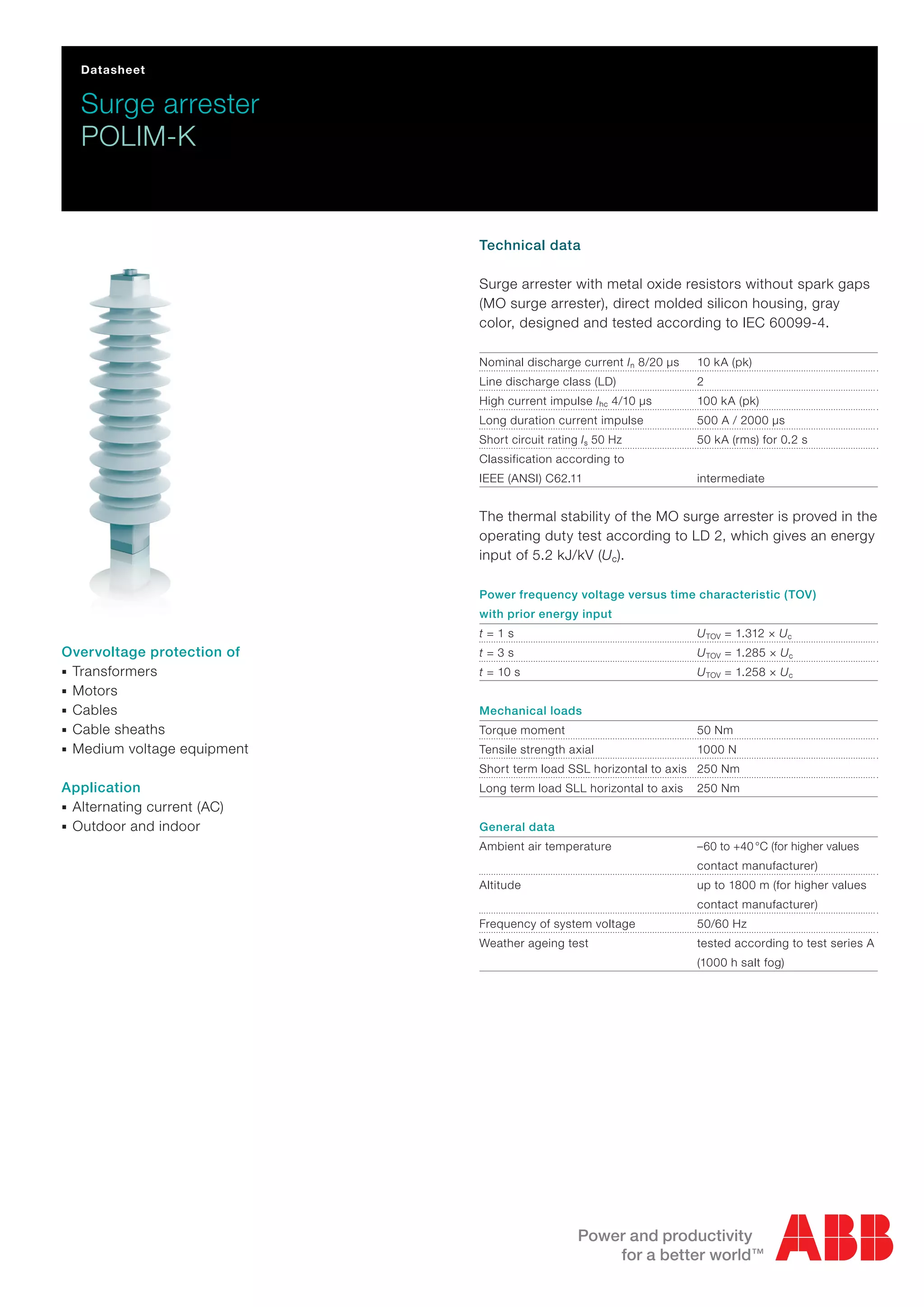 ABB POLIM-K High Voltage Surge Arresters AC up to 52 kV - AC Surge Arresters & Protection for ...