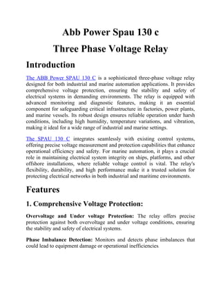Abb power spau 130 c three phase voltage relay | DOCX