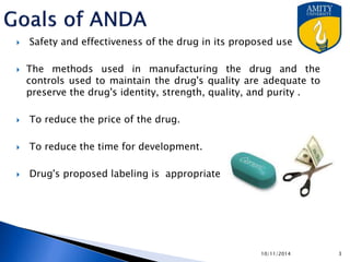Abbrevated New Drug Applications- Basics | PPT