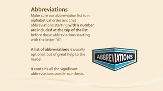 Abbrevations used in thesis | PPTX