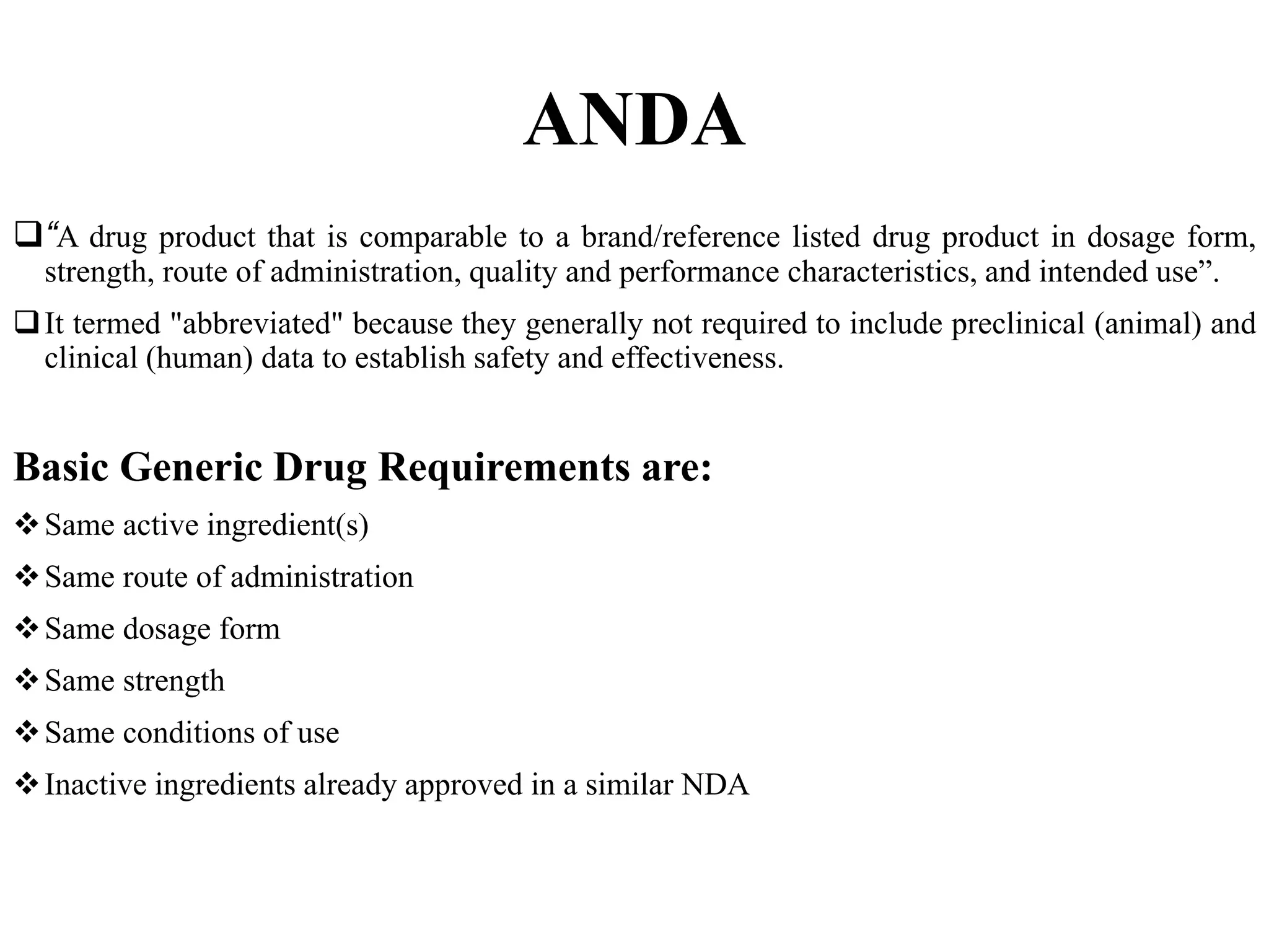 Abbreviated New Drug Application [ANDA] | PPTX