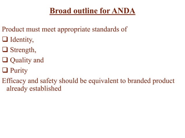 Abbreviated New Drug Application [ANDA] | PPTX | Pharmaceutical ...