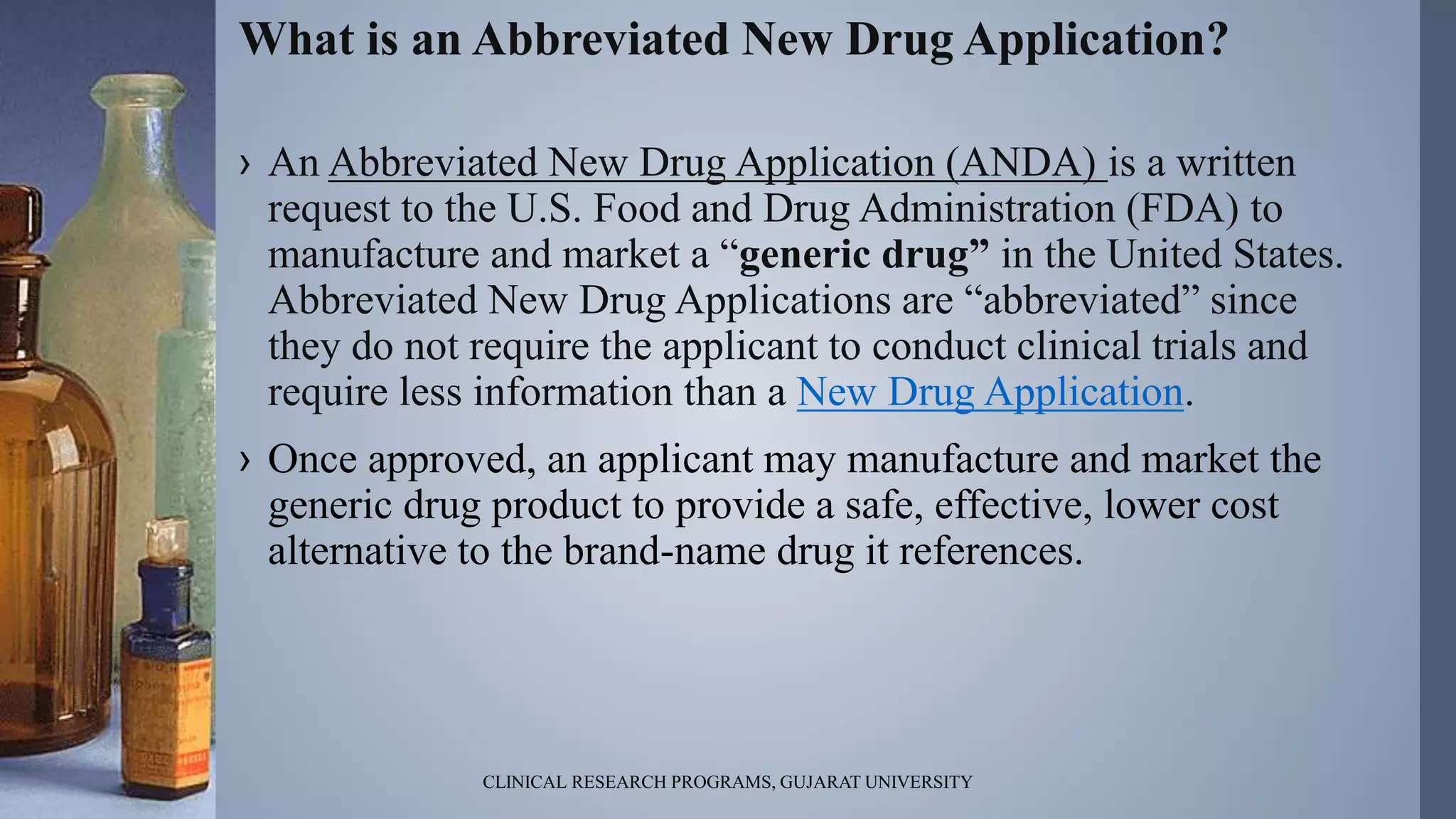 Abbreviated New Drug Application (ANDA) | PPTX