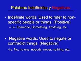 Abbreviated Palabrasindefinidasyneg | PDF