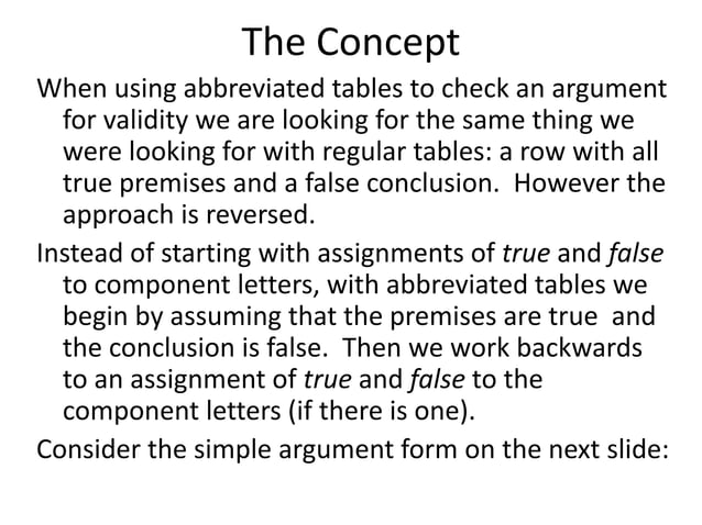 Abbreviated Truth Tables | PPTX