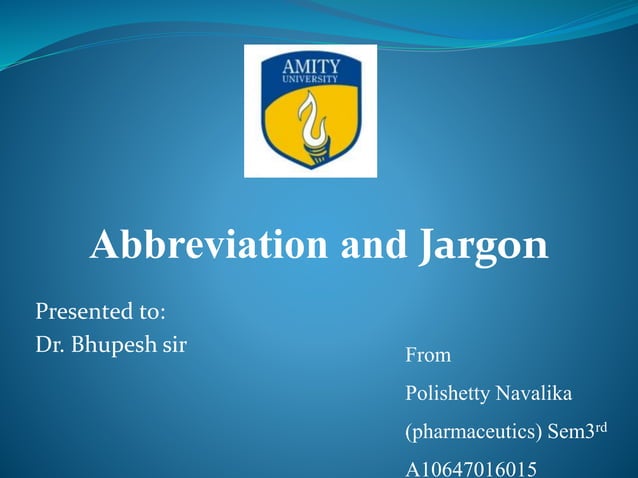 Abbreviation and jargon | PPTX