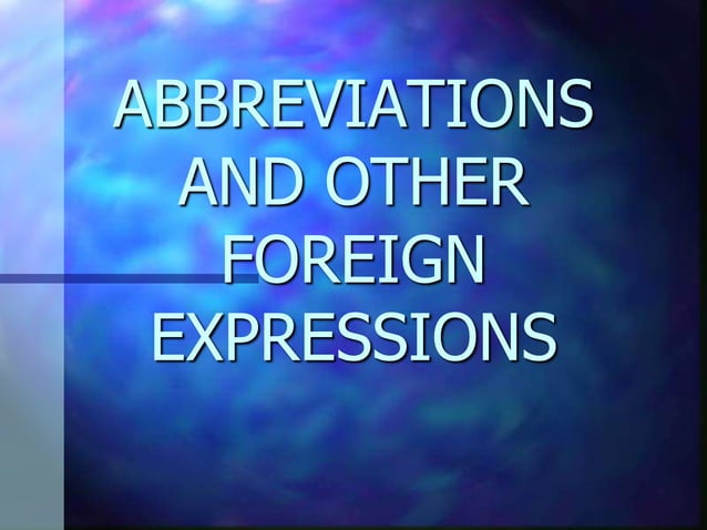Abbreviations | PPT