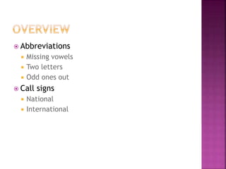 Abbreviations and call signs | PPTX | Technology & Computing