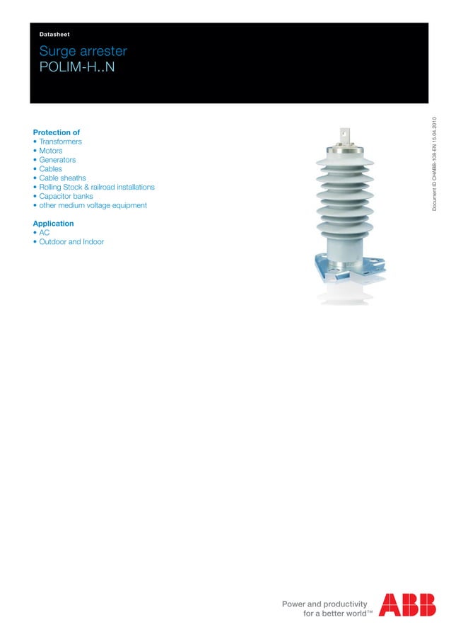 ABB POLIM-H..N High Voltage Surge Arresters AC up to 72 kV - AC Surge Arresters & Protection for ...