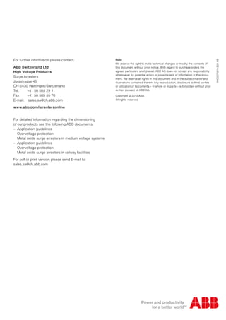 ABB POLIM-C..N High Voltage Surge Arresters AC up to 7.5 kV - AC Surge Arresters & Protection ...